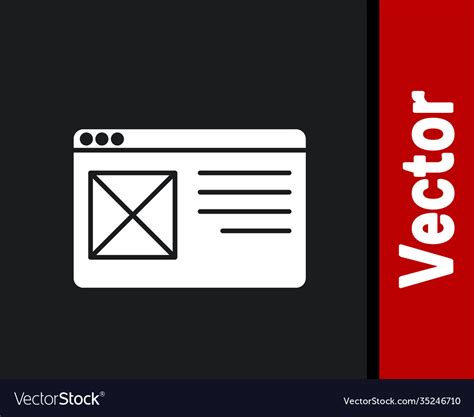 White Browser Window Icon Isolated On Black Vector Image
