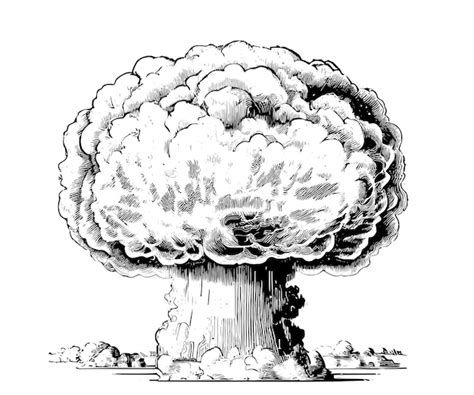 Premium Vector | Nuclear power explosion atomic mushroom hand drawn ...