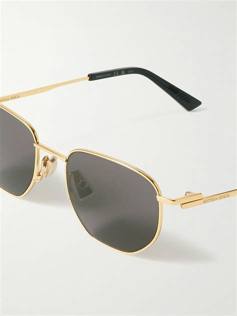 Bottega Veneta Round Frame Gold Tone Sunglasses Bottega Veneta
