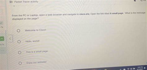 Solved Packet Tracer Activity From The Pc Or Laptop Open A Web