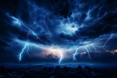 Premium Ai Image Electrifying Thunder And Lightning Effects In A Blue Sky Ai