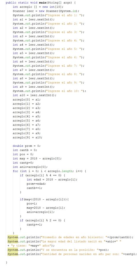 Programa en Java que solicita los años de nacimiento de personas