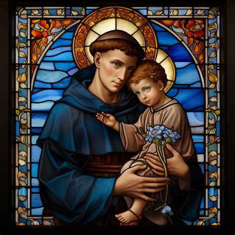 Saint Anthony Of Padua In Stained Glass Digital Art Digital Print