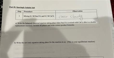 [solved] Please Help Solve Part Ii Sparingly Soluble Salt
