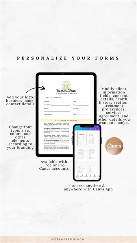 Editable Esthetician Templates Scalp Consultation Form Printable