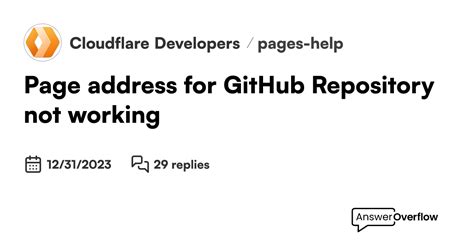 page address for github repository not working cloudflare developers