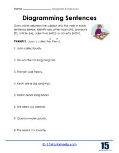 Diagramming Sentences Worksheets 15
