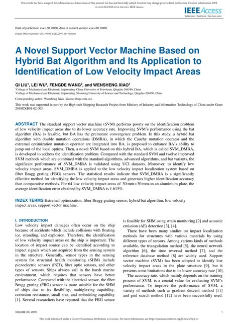 pdf a novel support vector machine based on hybrid bat algorithm and