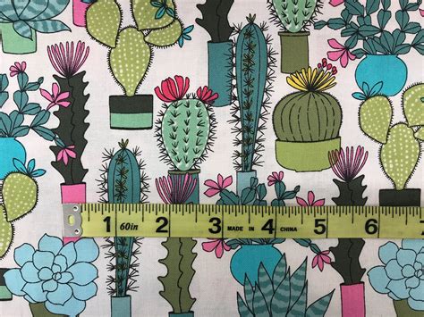 Succulents Cactus Fabric Plant Fabric Nature Fabric Novelty Fabric