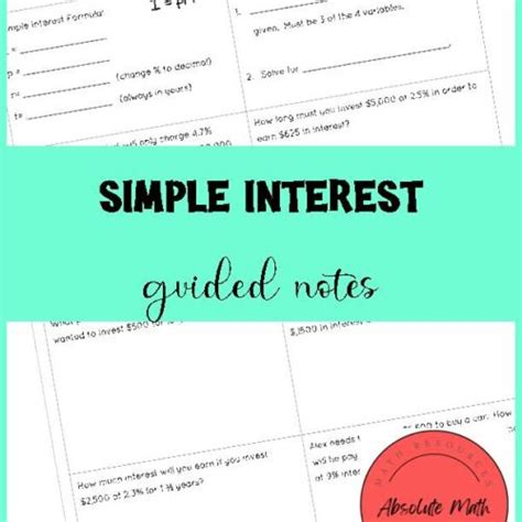 Simple Interest Guided Notes Classful