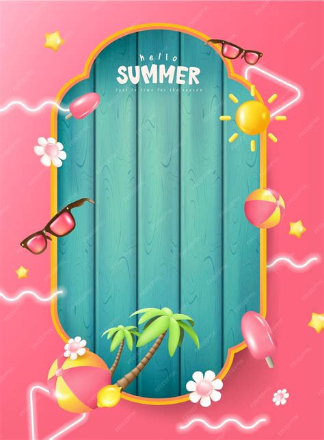 Premium Vector | Colorful summer banner background with beach ...