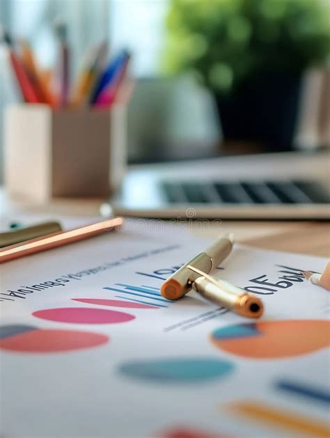 Generative Ai Creative Workspace With Colorful Pens And Charts For Business Analysis And