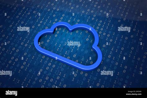 Cloud Computing Concept Blue Cloud Shape On A Binary Code Background