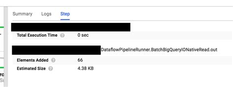 dataflow pipeline details for bigquery source sinks not displaying