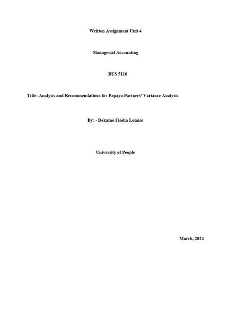 Bus 5110 Written Assignment Unit 5 Pdf Supply Chain Management Accounting