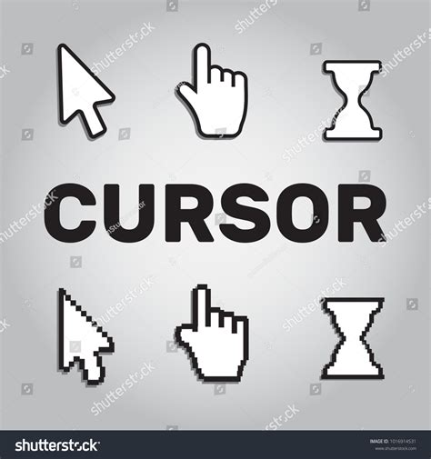 Pixel Cursors Icons Mouse Hand Arrow Stock Illustration 1016914531 Shutterstock