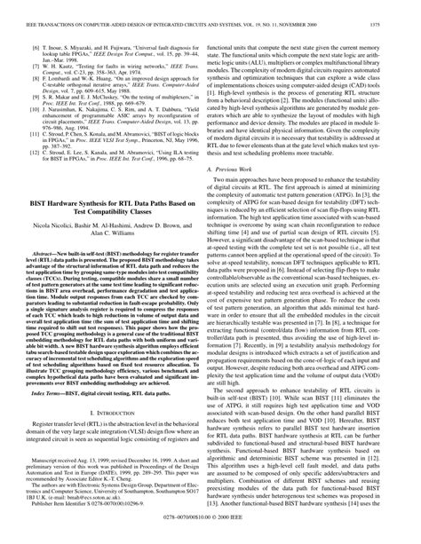 Pdf Bist Hardware Synthesis For Rtl Data Paths Based On Test