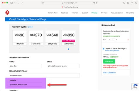 Specify Server Doamin When Subscribe Publication Server License Visual Paradigm Know How