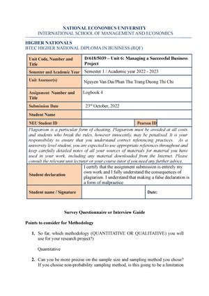 Logbook Project Proposal NATIONAL ECONOMICS UNIVERSITY