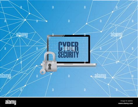Cyber Security Binary Computer Over A Technology Network Diagram Illustration Blue Background