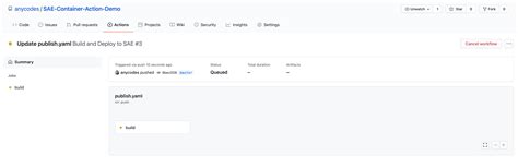 GitHub anycodes SAE Container Action Demo 阿里云SAE Github