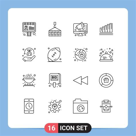 Set Of 16 Vector Outlines On Grid For Security Business Business Graph