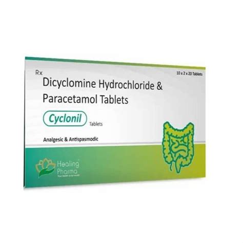 Cyclonil Dicyclomine Hydrochlorideandparacetamol Tablets At ₹ 39stripe