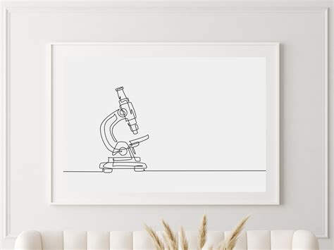 Minimalist Microscope Poster Printable Microscope Wall Art Biologist Wall Art Science Digital