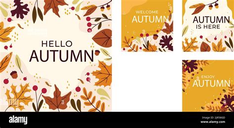 Flat Posts Set For Autumn Celebration Vector Illustration Stock Vector Image And Art Alamy