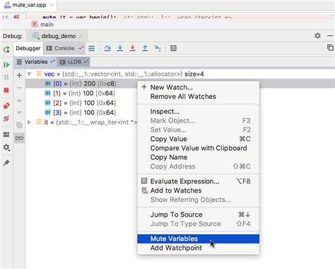 Mute Variables Clion