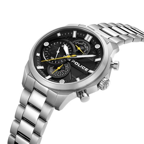 Buy Online Police Quartz Multifunction Black Dial Silver Stainless