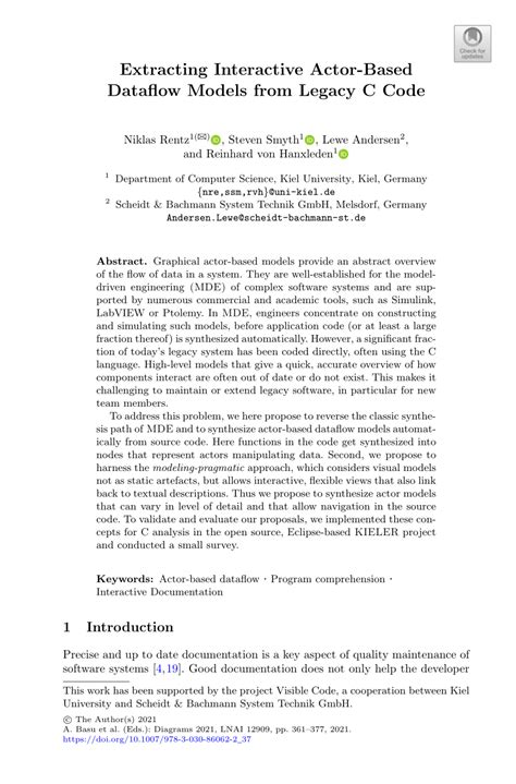 Pdf Extracting Interactive Actor Based Dataflow Models From Legacy C Code