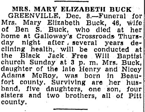 Mary Elizabeth Mcroy Buck 1899 1945 Find A Grave Memorial