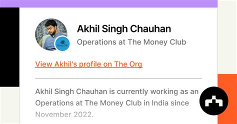 Akhil Singh Chauhan Operations At The Money Club The Org