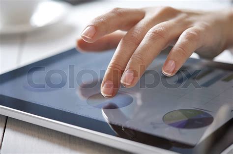 Finger Touching Screen On Touchpad Stock Image Colourbox