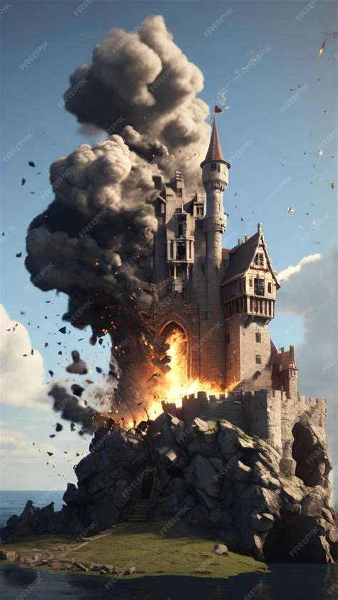 Animation Of A Collapsing Castle With Premium Ai Generated Image