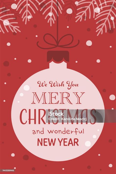 매달려 크리스마스 공입니다 소원이 담긴 인사말 카드 벡터 그림 매달기에 대한 스톡 벡터 아트 및 기타 이미지 매달기 빨강 크리스마스 장식품 Istock