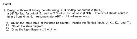 Solved Part Ii 1 Design A Three Bit Binary Counter Using A