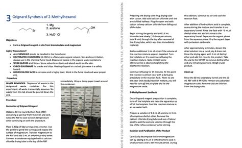 Solved 3 Grignard Synthesis Of 2 Methylhexanol Objectives
