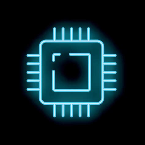 Neon Blue Cpu Processor Icon Glowing On Black Background Vector Art At Vecteezy