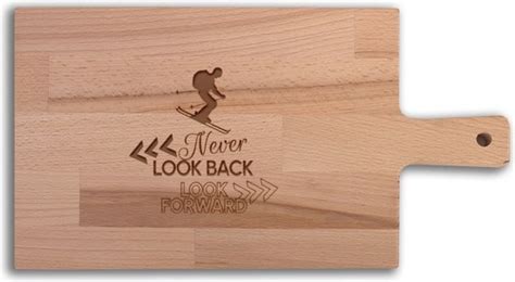 Serveerplank Skiën Never Look Back Look Forward Hapjesplank Serveerplank 36x19cm