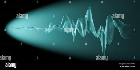 Wireframe Waveform Structure Or Abstract Visualization Of Turquoise Audio Sound Waves