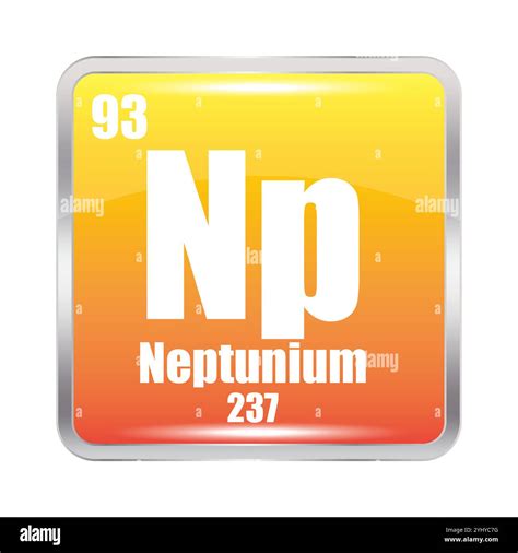 Neptunium Icon Np Chemical Element Atomic Number 93 Mass 237 Yellow
