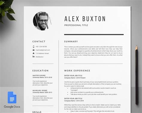 Google Docs Resume Template CV Template For Google Docs Etsy