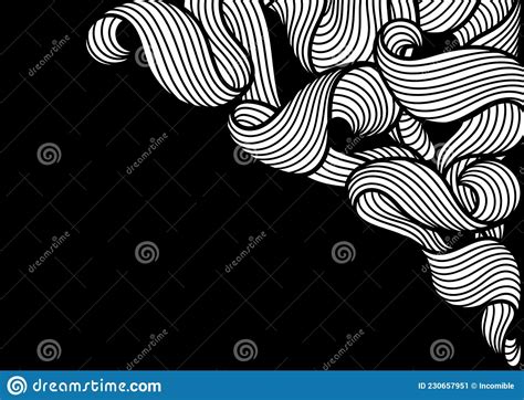 Background With Wave Line Curls Monochrome Stripes Black And White Texture Wavy Abstract Hair