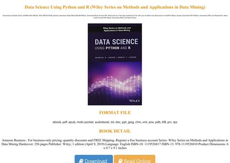 data science using python and r wiley series on methods and