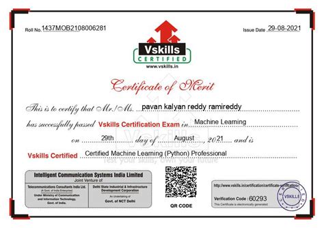 Pavan Kalyan Reddy Ramireddy Certified Machine Learning Python Professional