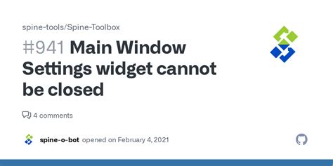 Main Window Settings Widget Cannot Be Closed · Issue 941 · Spine Toolsspine Toolbox · Github