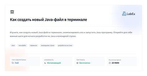 Создание Java файла в терминале руководство для начинающих Labex