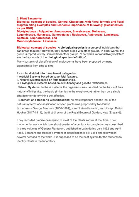 3 Plant Taxonomy Biological Concept Of Species General Characters